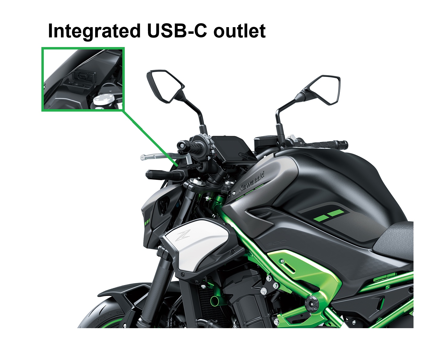 Genuine Kawasaki accessory USB-C Outlet 999942149 for Z900 and Z900SE