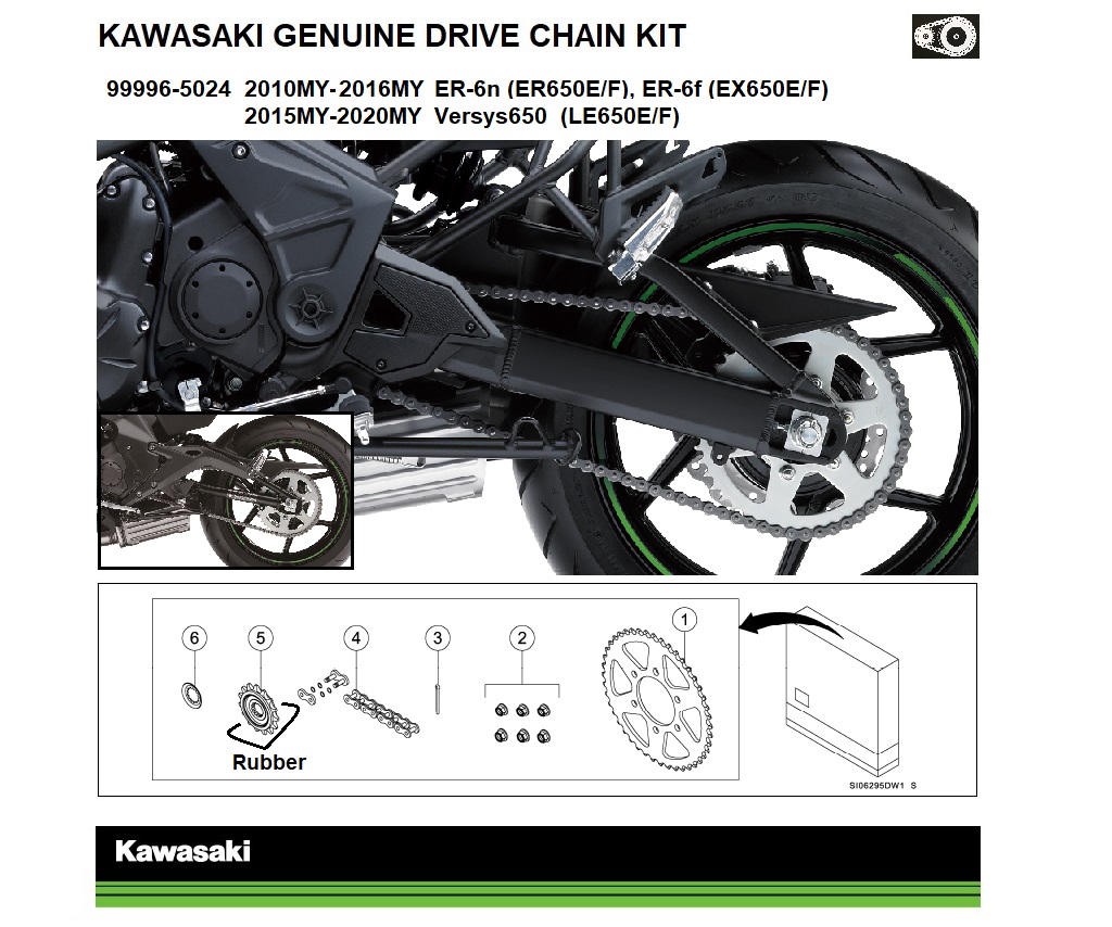 Genuine Kawasaki chain kit 99996-5011 Z800 (ZR800A/B/C/D) 99996-5013 ...