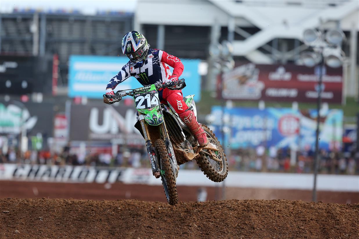 Austin Forkner on the podium in Charlotte