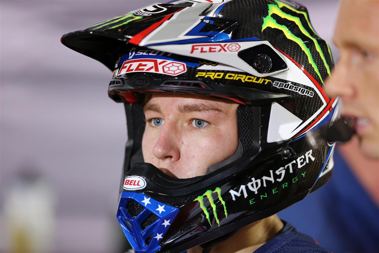 Austin Forkner on the podium in Charlotte