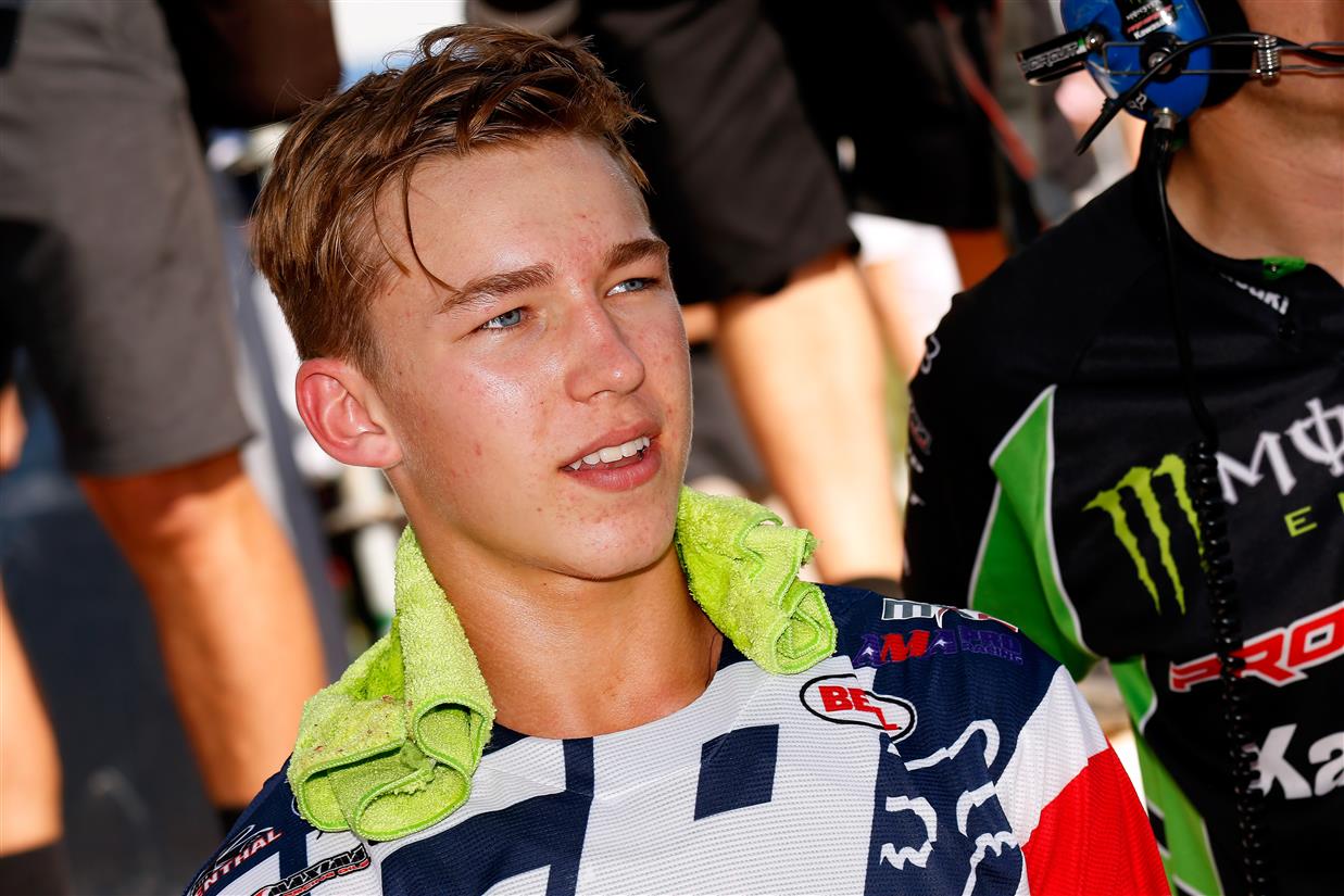 Austin Forkner on the podium in Charlotte