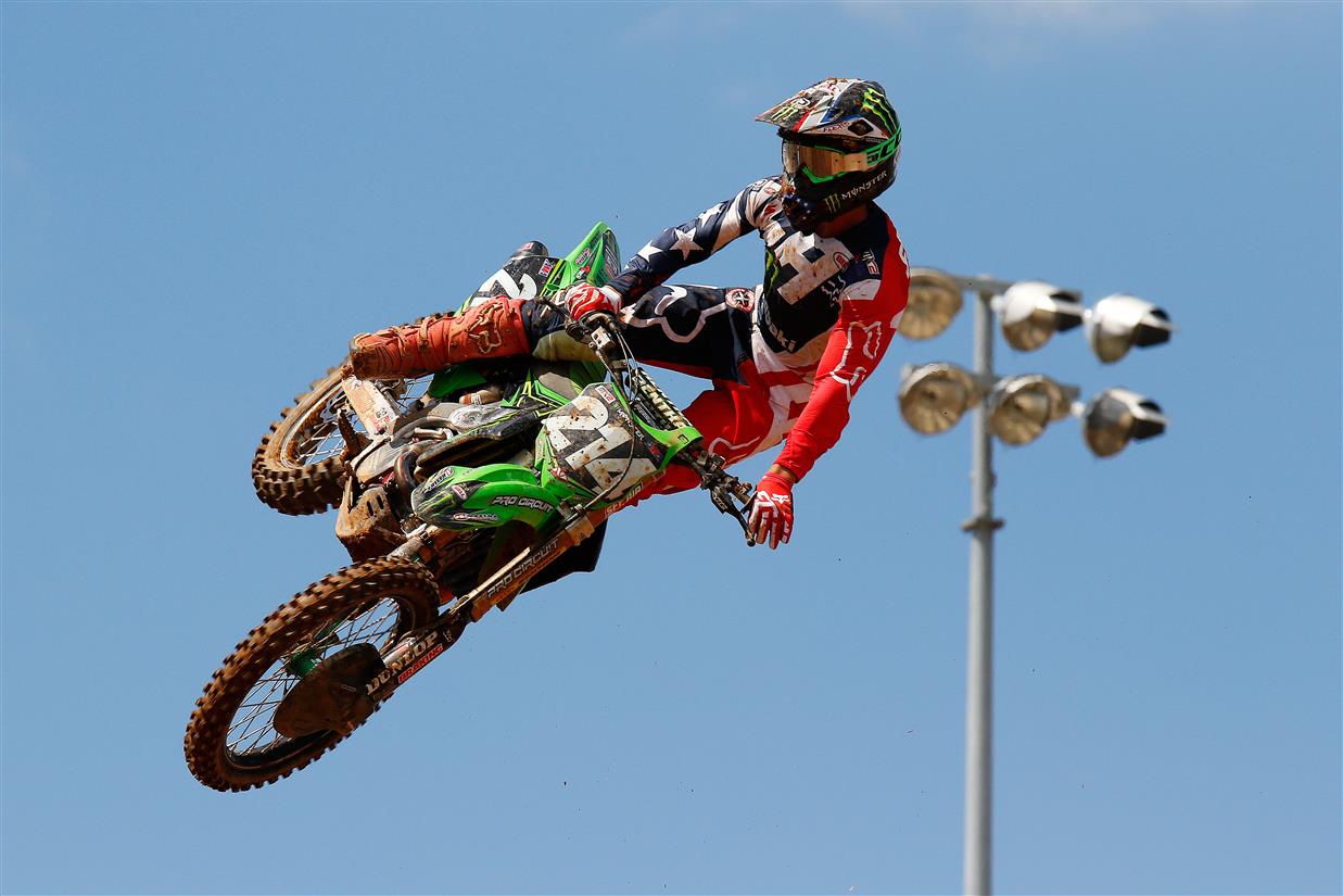 Austin Forkner on the podium in Charlotte