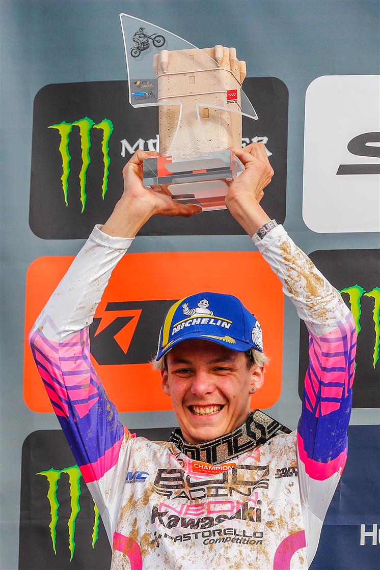 Podium and moto win for Mathis Valin on EMX250 debut